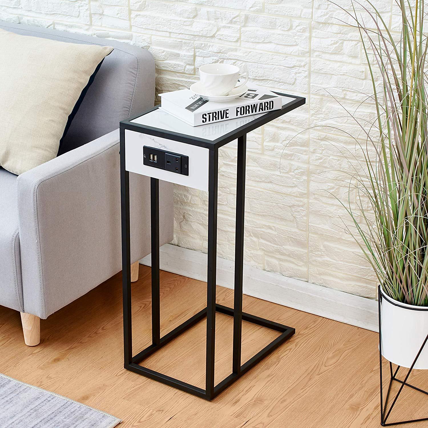 ANTON Living Room Side Table Sofa Table End Table w USB Ports Powe daal s home